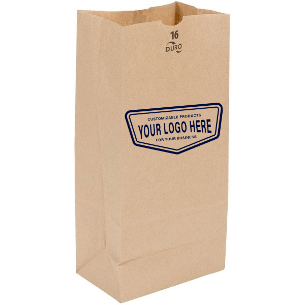 Custom Duro 16 lb. Brown or White Paper Bag 400/Bundle | Avco Boxes