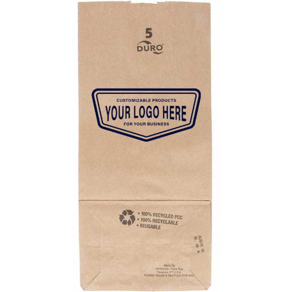 Custom Duro 5 lb. Brown or White Paper Bag 400/Bundle | Avco Boxes